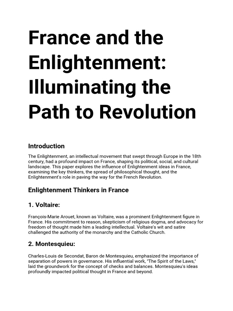 France and The Enlightenment: Illuminating The Path To Revolution | PDF ...