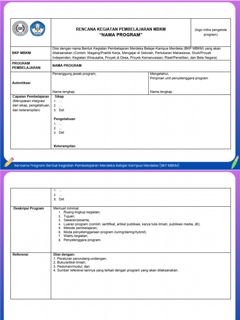 Format Rencana Program BKP MBKM | PDF
