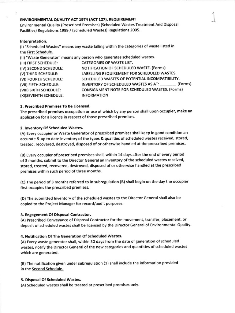 DOE Scheduled Wastes Information | PDF