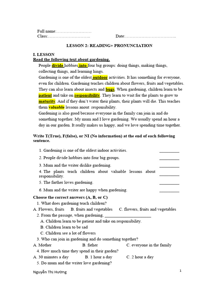 LESSON 2 | PDF | Hobbies