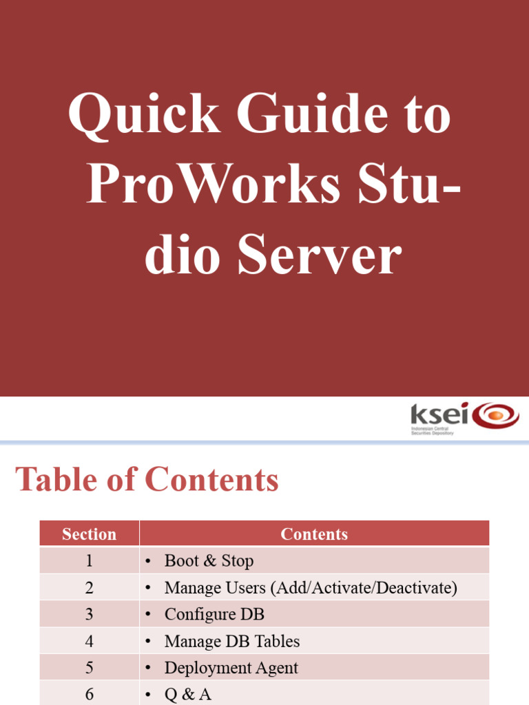Quick Guide To ProWorks Studio Server | PDF | Server (Computing) | Computing
