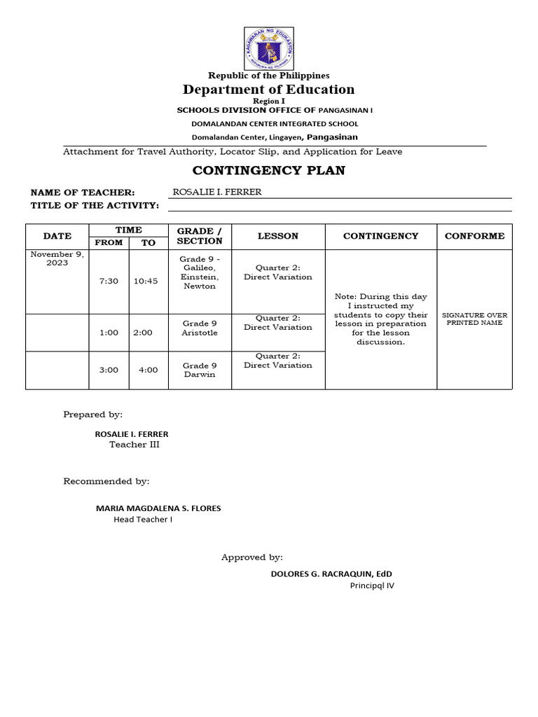 Contingency Plan Template | PDF