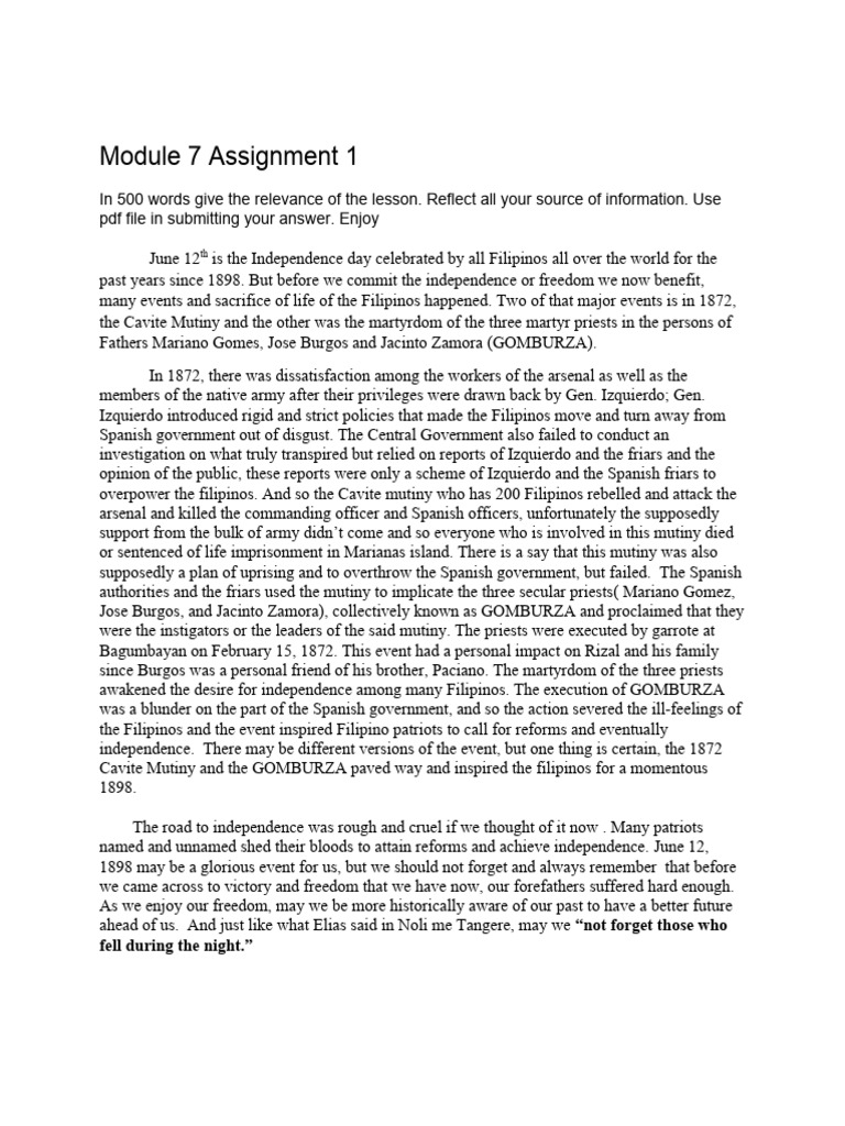 LWR Module 7 Assignment 1 | PDF | Philippines | Spanish Colonization Of ...