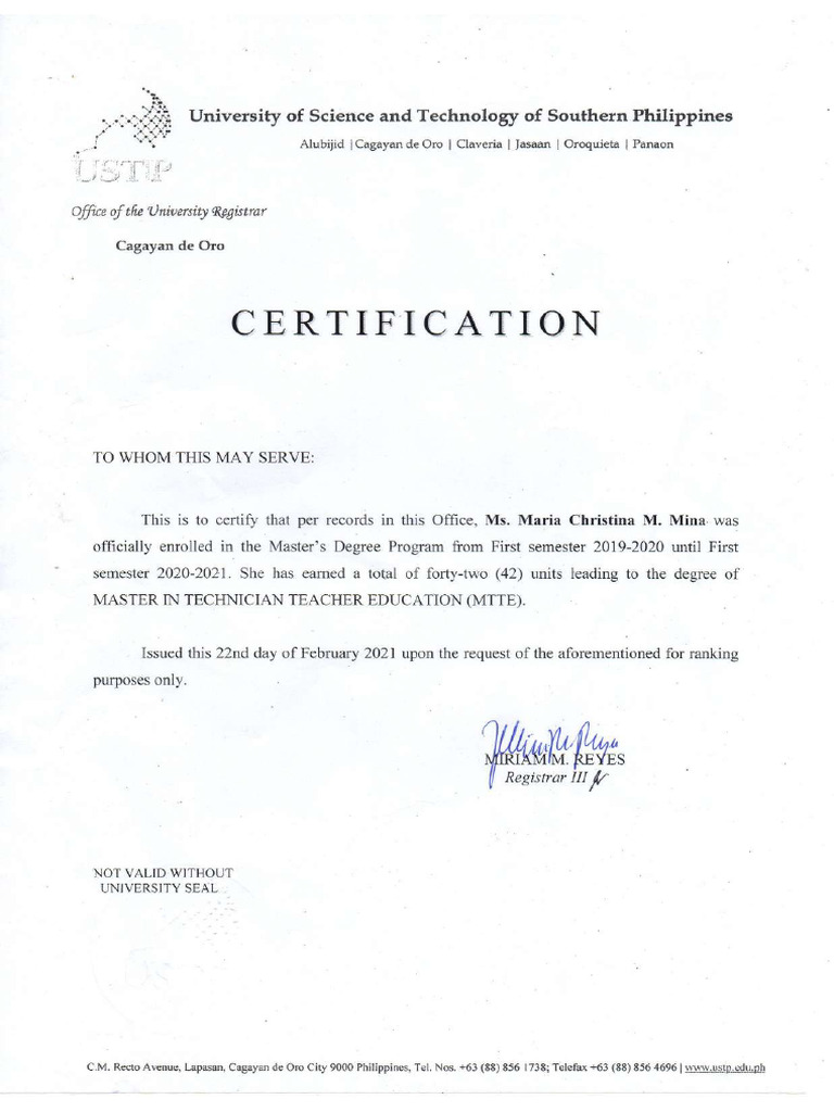 Ustp Christina Mina | PDF