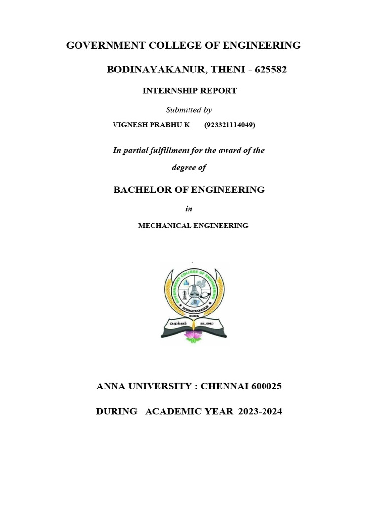 Internship Report 3rd Year | PDF | Doctor Of Philosophy | Engineering