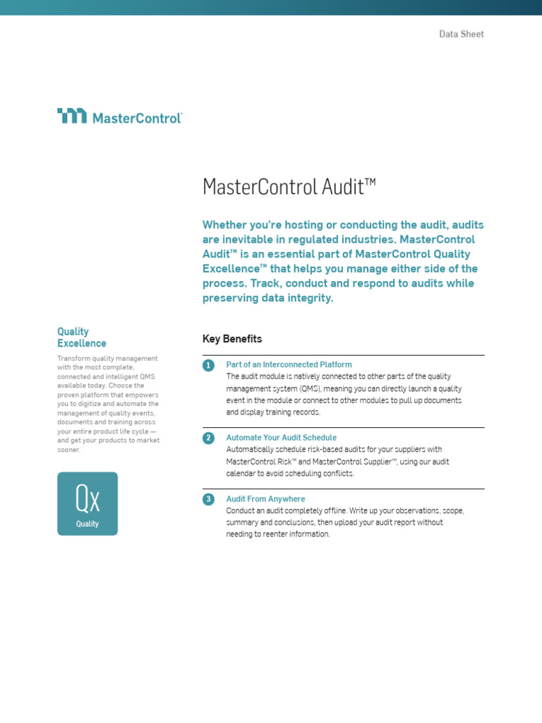 Mastercontrol Audit | PDF | Audit | Quality Management System