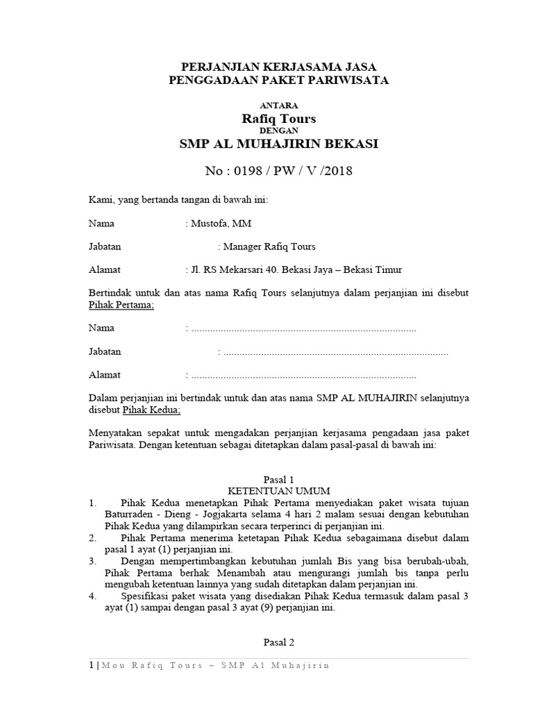 MoU SMP Al Muhajirien | PDF | Sains & Matematika