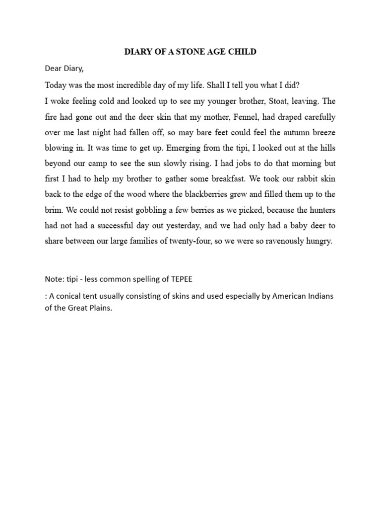 Diary of A Stone Age Child | PDF