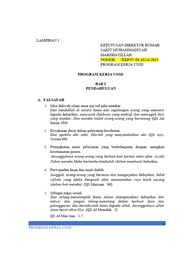 Format Program Kerja CSSD 2024 | PDF