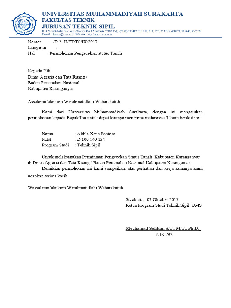 Surat Pengantar ATR BPN | PDF