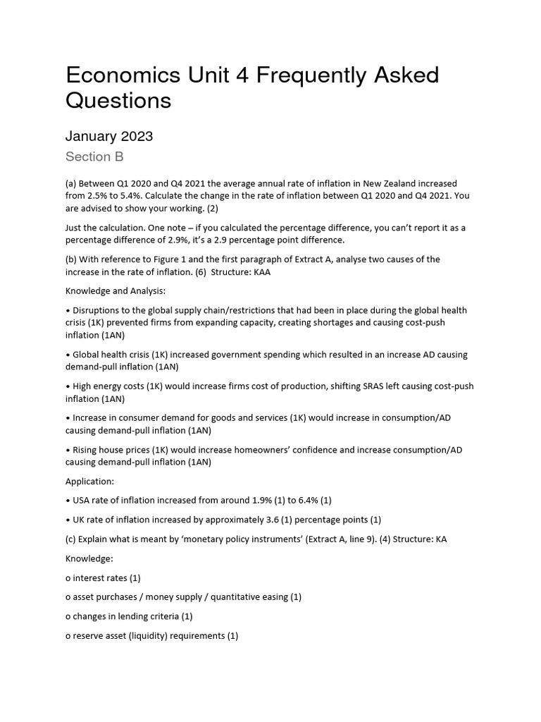 Economics Unit 4 Frequently Asked Questions | PDF | Taxes | Inflation