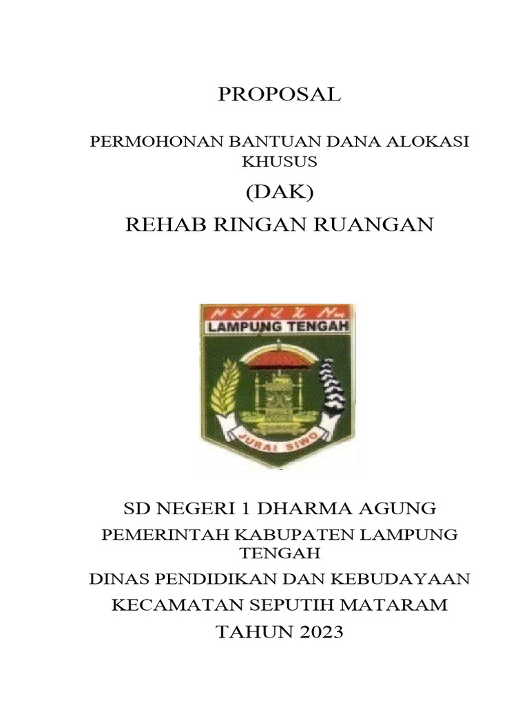 Proposal DAK Rehab Ruang Kelas SDN 1 | PDF