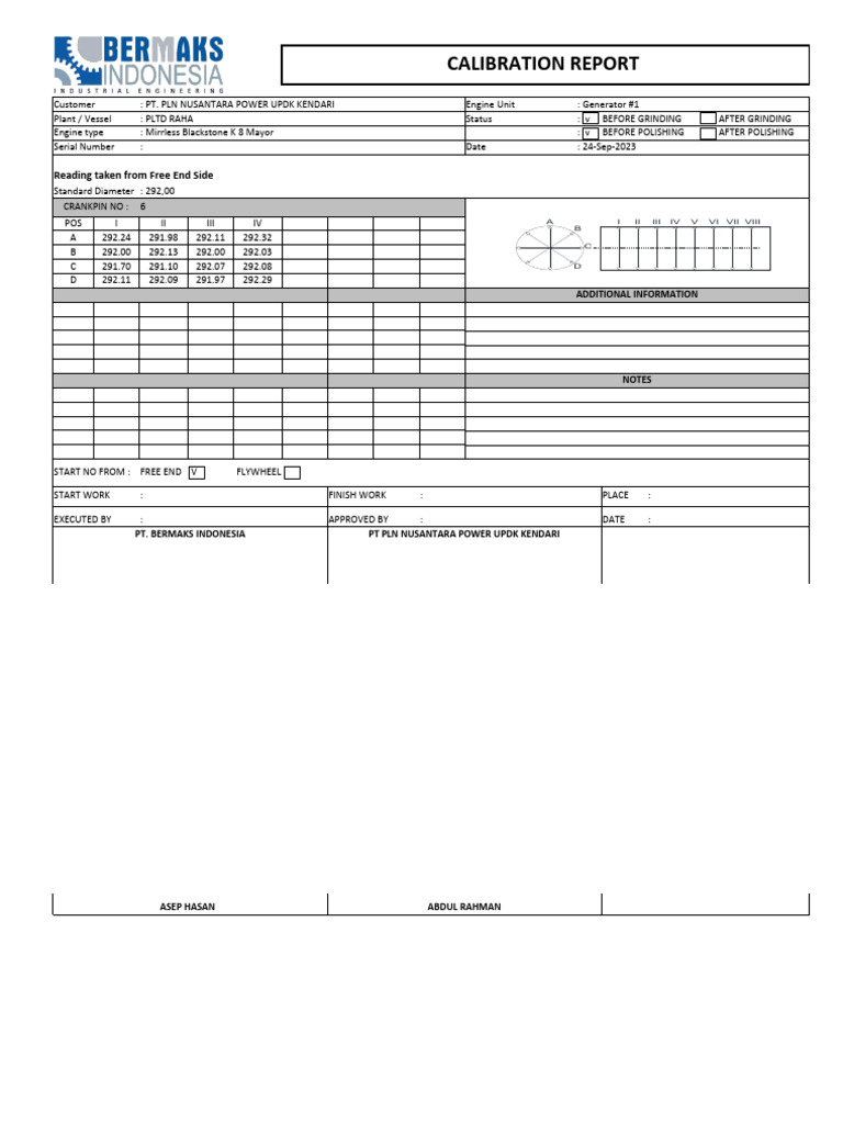 Generator #1 Calibration Report | PDF