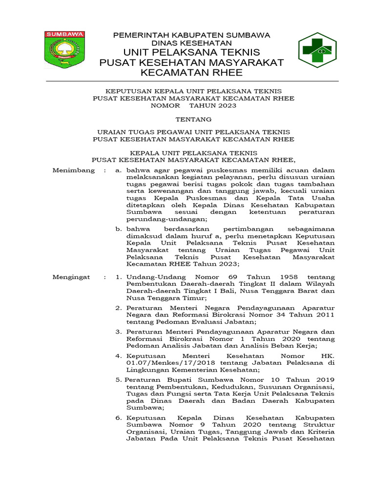 1.3.2.1 SK Tugas Pokok Dan Tambahan - 2023 | PDF