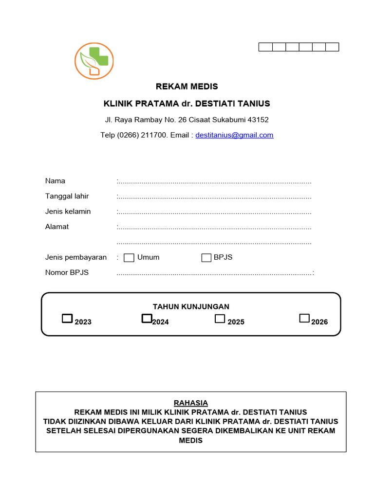 Format Rekam Medis Baru | PDF