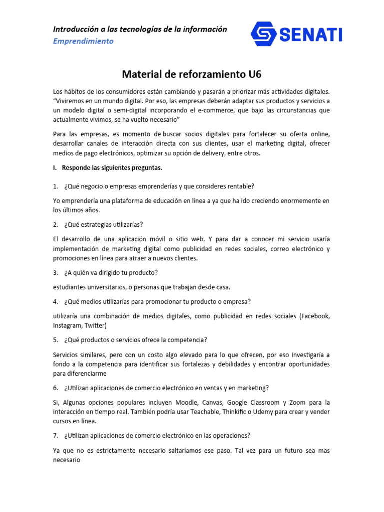Material de Reforzamiento U6 .. | Descargar gratis PDF | Comercio ...