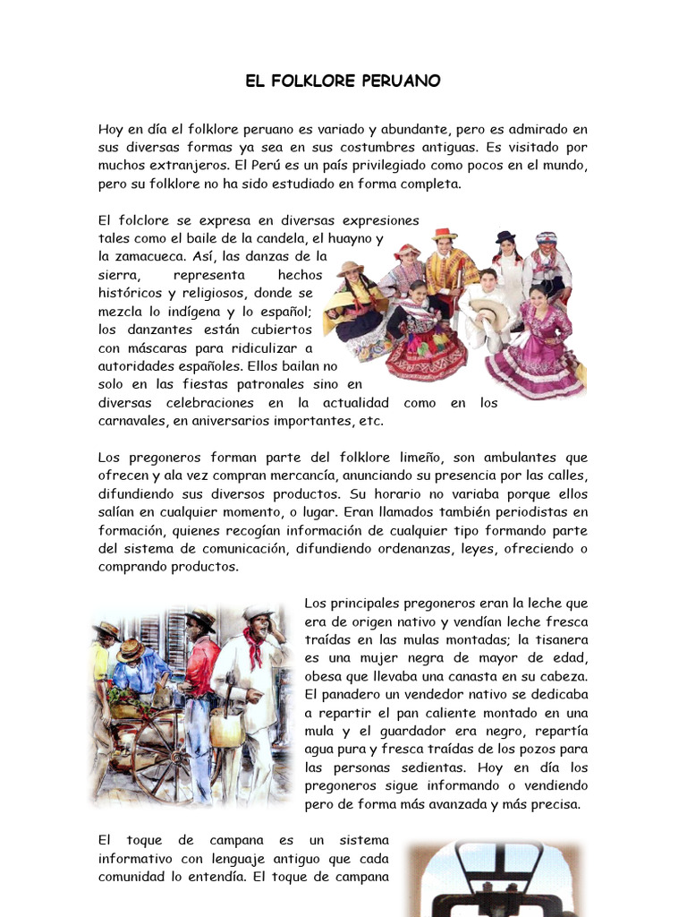 El Folklore Peruano | PDF | Folklore | Perú