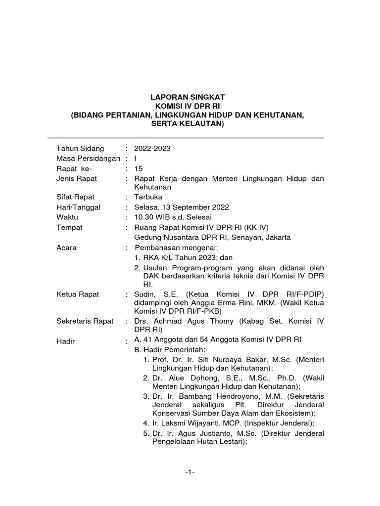 Laporan Singkat DPR | PDF