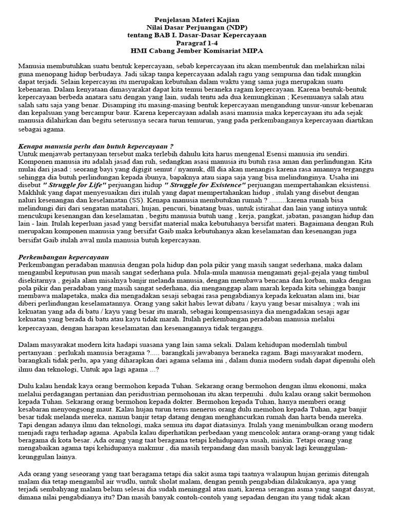 Cetak Penjelasan Materi NDP BAB 1 Paragraf 1-4 | PDF | Agama & Spiritualitas