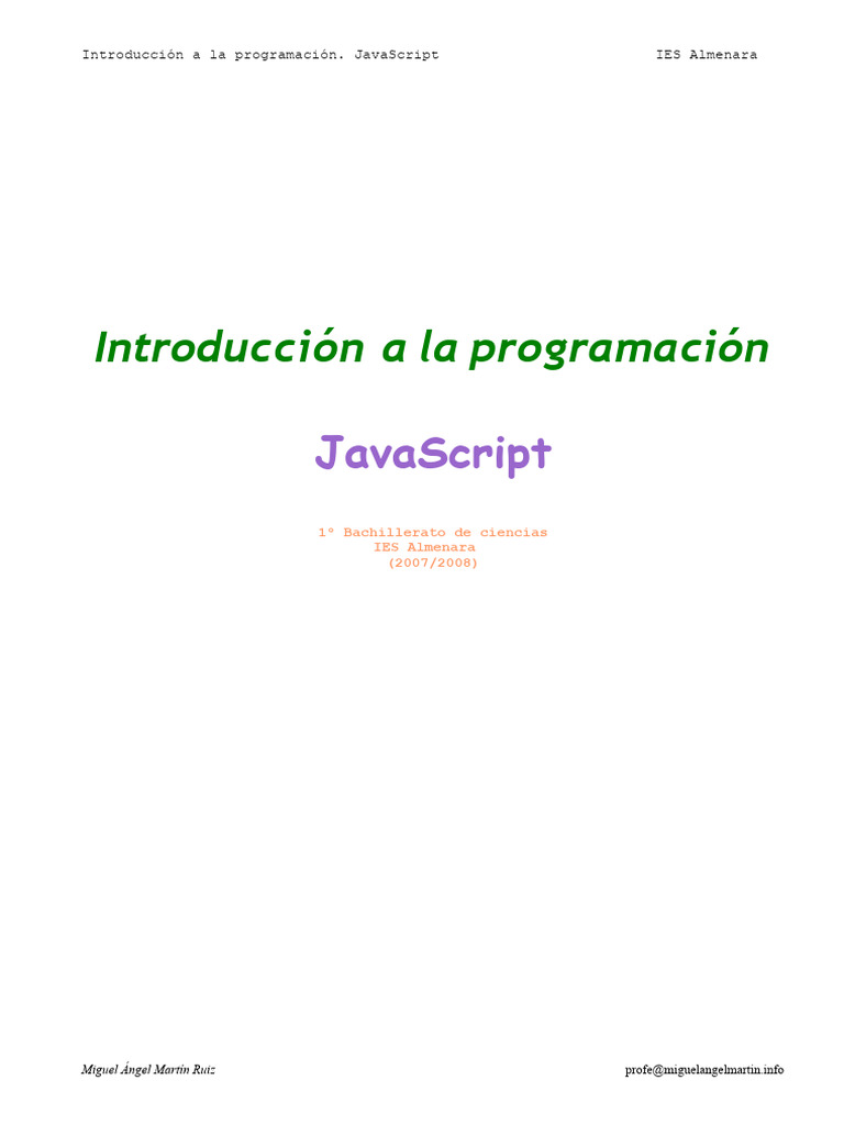 Introducción A La Programación JavaScrip | PDF | Script Java | Lenguaje de programación
