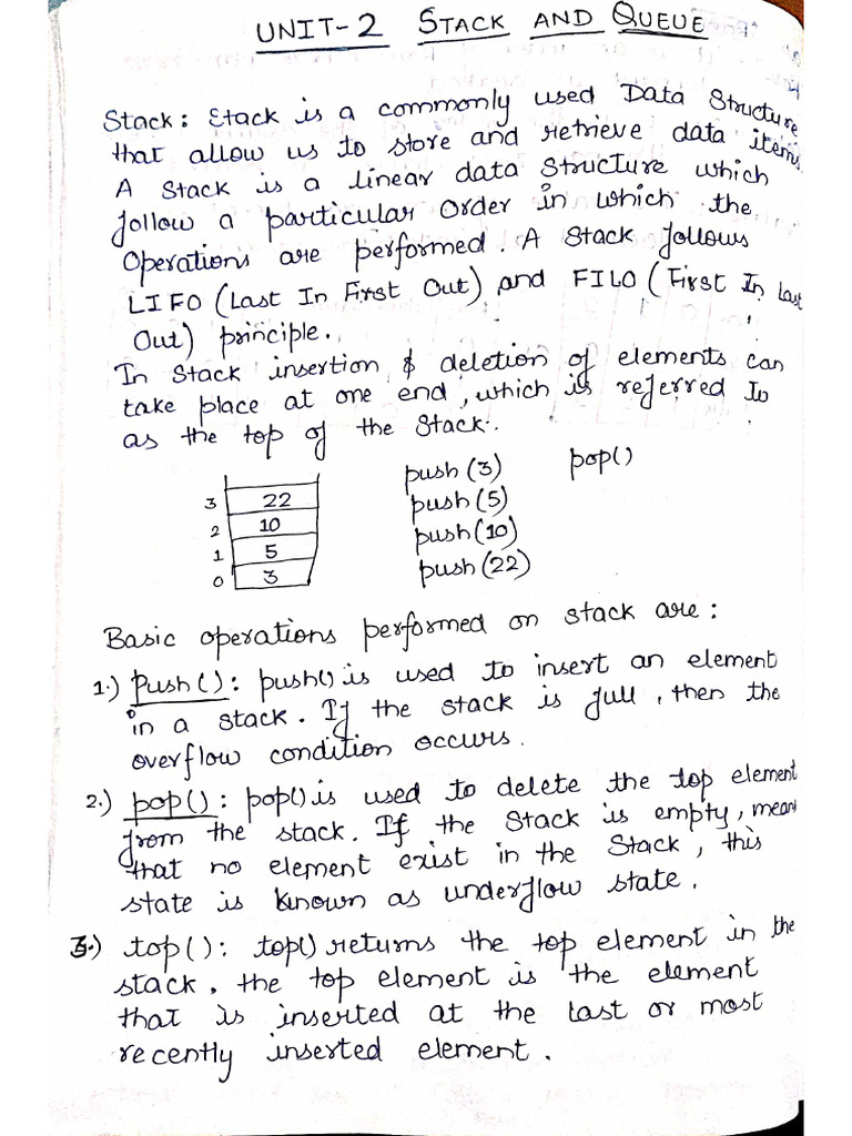 UNIT 2 DSA (Stack and Queue) | PDF