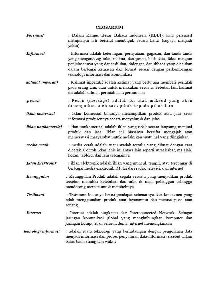 Glosarium Modul Ajar Iklan Pertemuan 1 | PDF