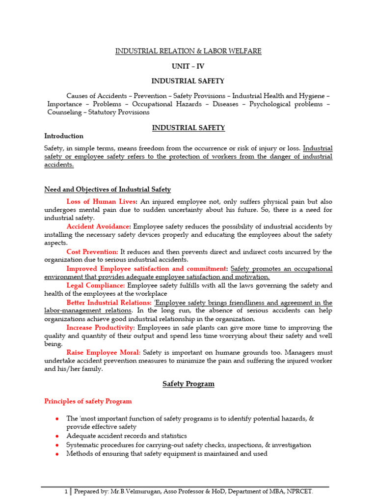 Unit - 4, Industrial Safety - Vels | PDF | Occupational Safety And ...