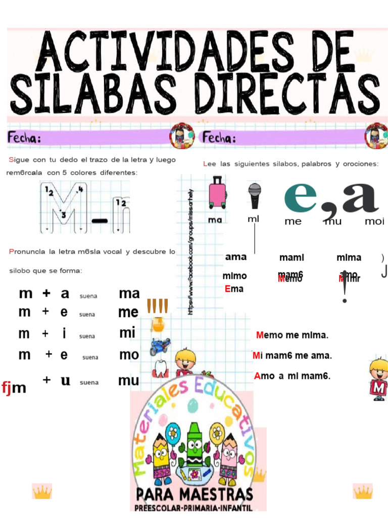 Cuaderno Con Actividades Sílabas Directas Recopilado Por Materiales ...