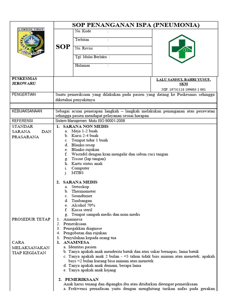 Sop Ispa Pneumonia | PDF
