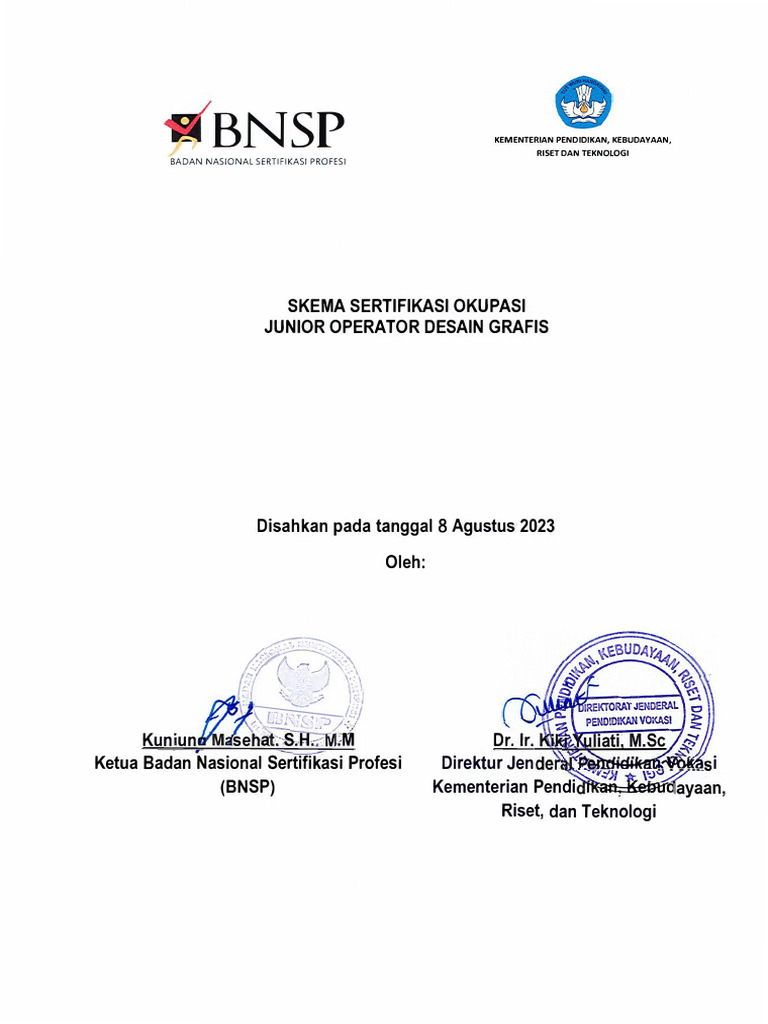 Skema Sertifikasi Okupasi Junior Operator Desain Grafis | PDF