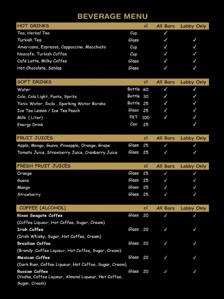 Beverage List - QR | PDF