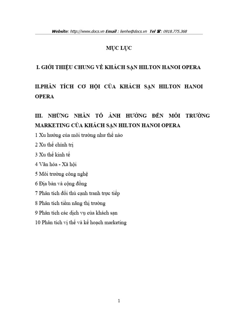(123doc) Bao Cao Thuc Tap Tai Khach San Hilton Hanoi Opera | PDF