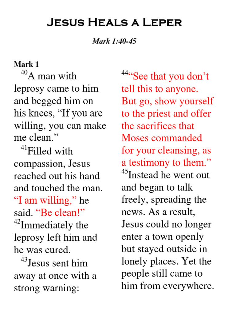 Lesson 32 Jesus Heals A Leper | PDF | Leprosy | Jesus