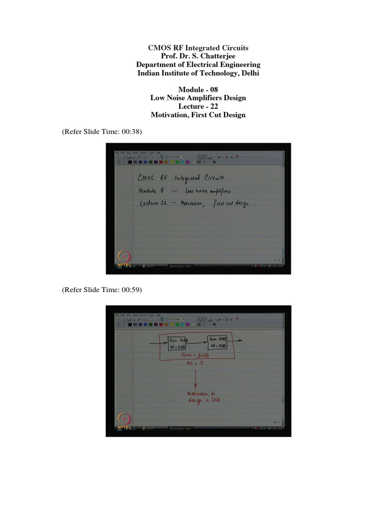 RFIC LNA1 CHapter 3 S. CHatterjee | PDF | Amplifier | Field Effect Transistor