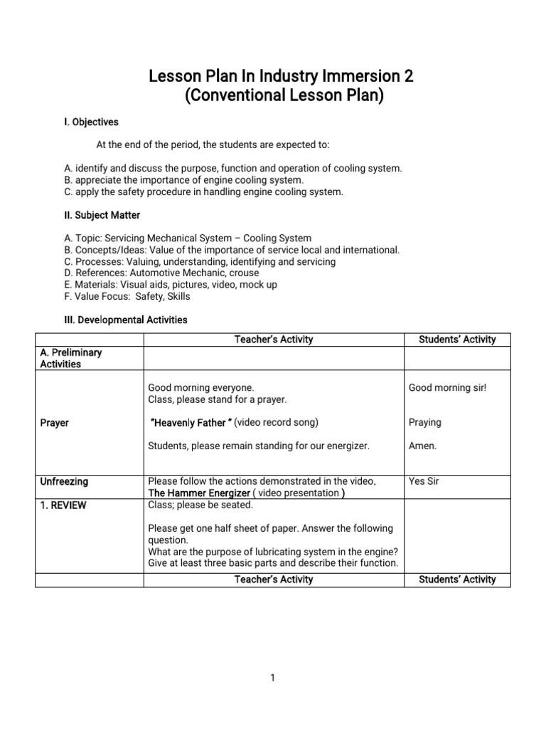 Conventional Lesson Plan | PDF | Radiator | Building Engineering