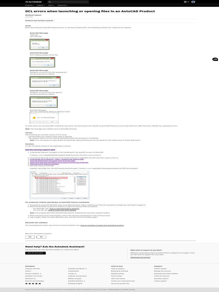 DCL Errors When Launching or Opening Files in An AutoCAD Product | PDF ...