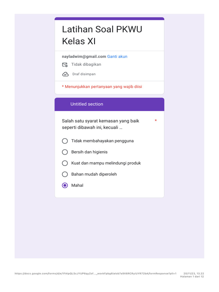 Soal Latihan PKWU Kelas 11 | PDF