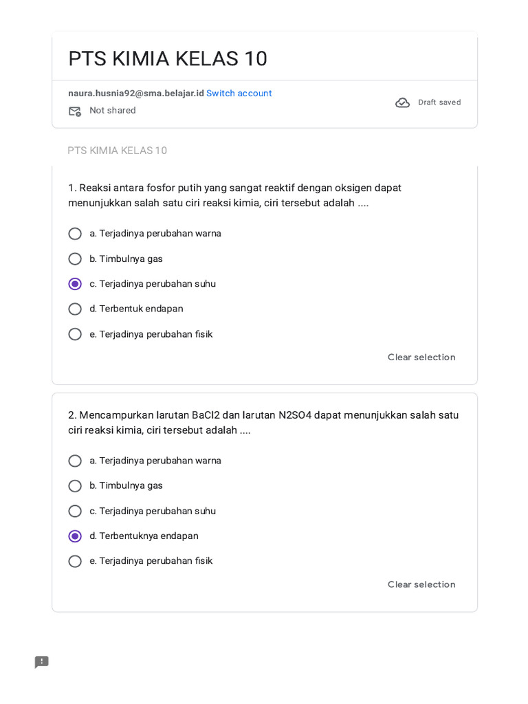 Pts Kimia Kelas 10 | PDF | Sains & Matematika