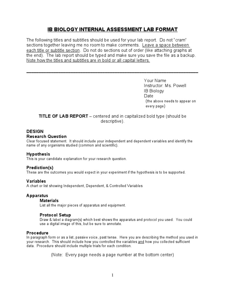 Ib Lab Report Template