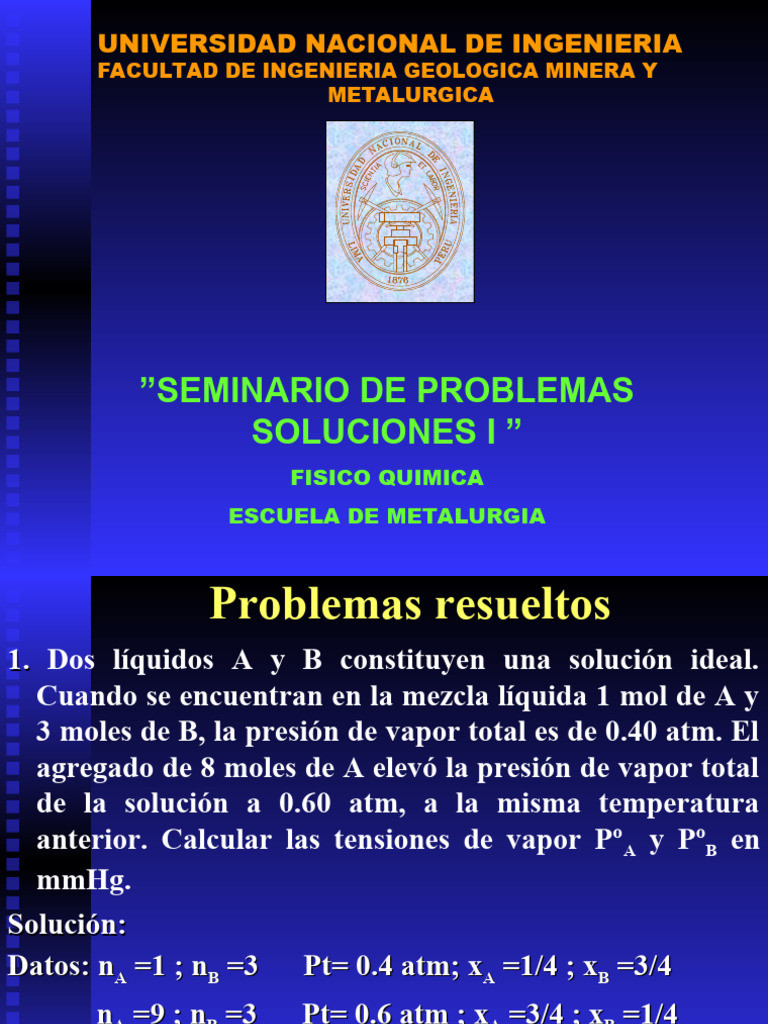 Problemas Resueltos de Soluciones I Fisico Quimica-Me211c | PDF | Vapor | Cantidades fisicas