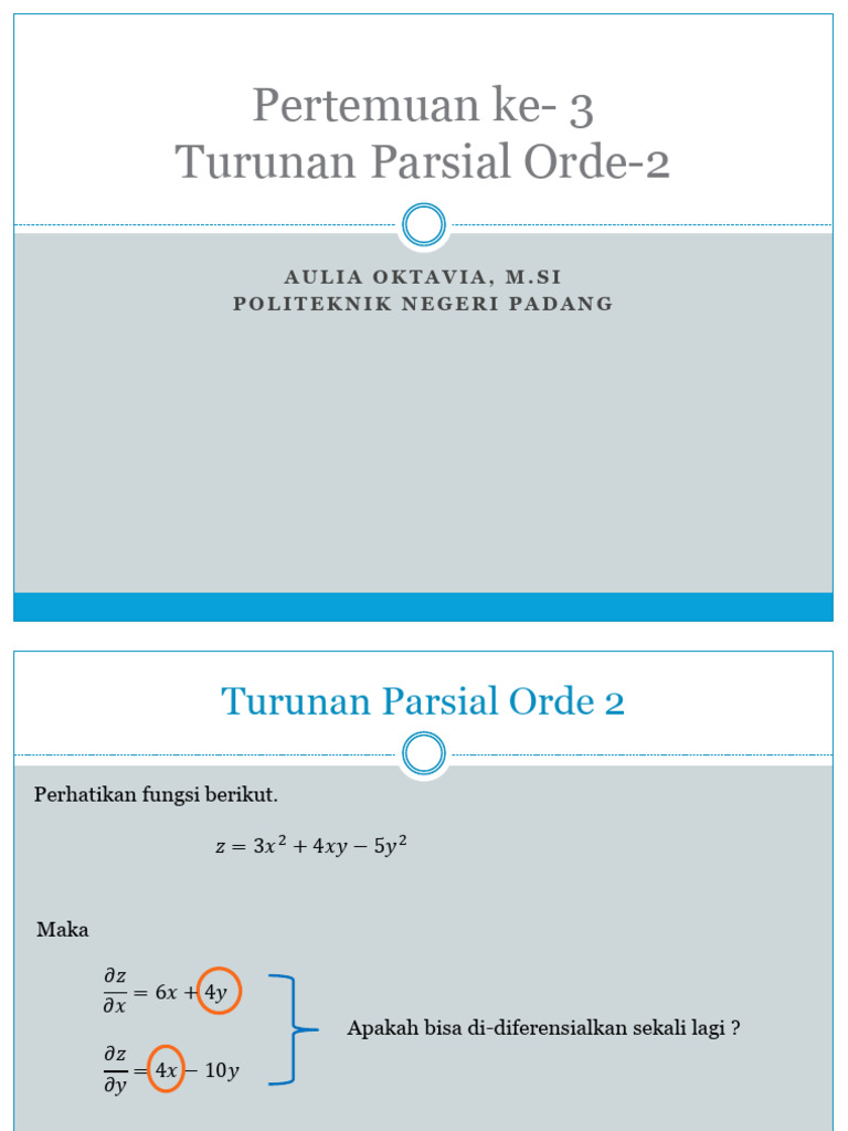Pertemuan Ke - 3 Turunan Parsial Orde 2 | PDF