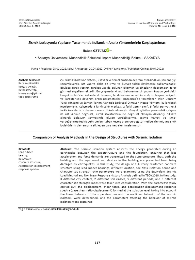 Sismik - Zolasyonlu Yap - Lar - N Tasar - M - Nda Kullan - Lan Analiz Y - Ntemlerinin Kar - La ...