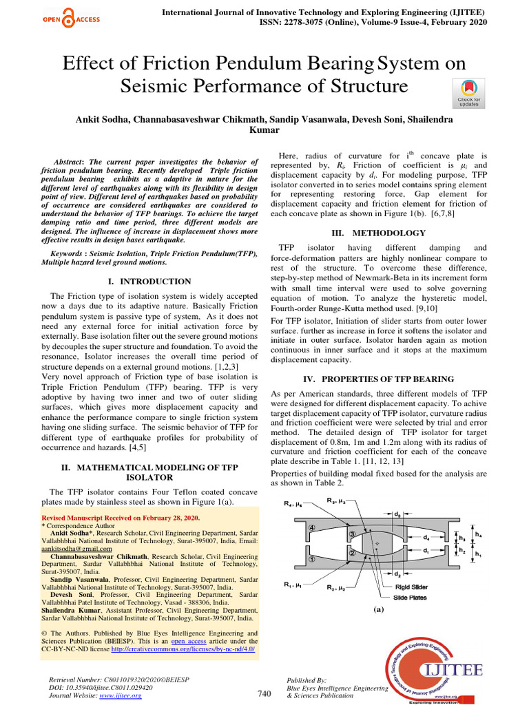 Effect of Friction Pendulum Bearing System On Seismic Performance of Structure | Download Free ...