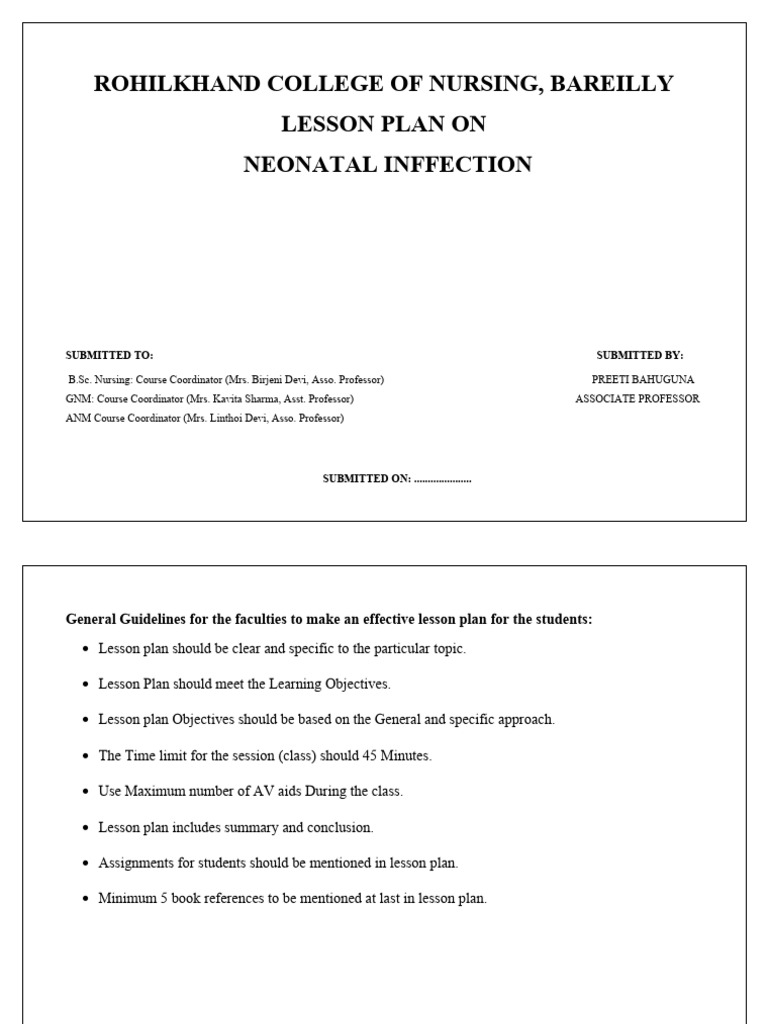 Neonatal Infection Lesson Plan | PDF | Sepsis | Infection