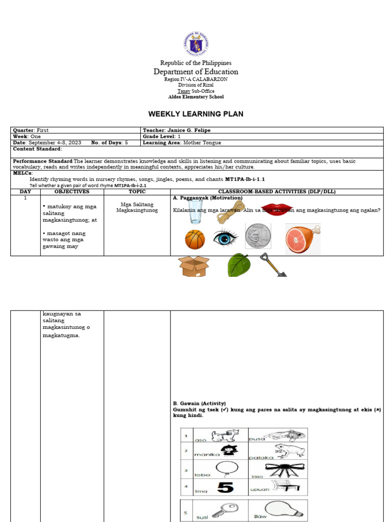 WLP MTB1 Q1 W2 | PDF