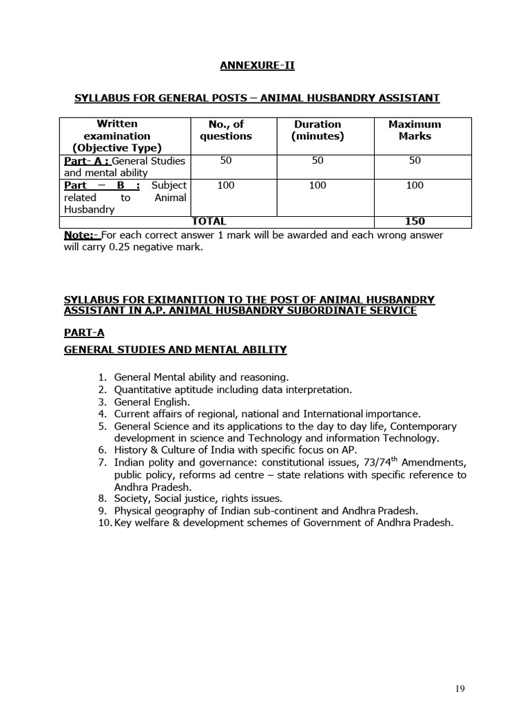 Syllabus for Animal Husbandry Assistant | PDF | Dairy Cattle | Dairy ...
