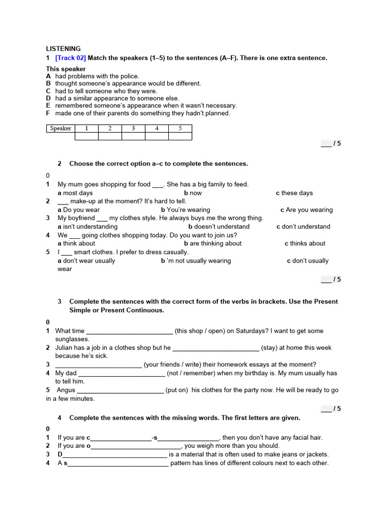 Unit 1 High Note 3 | PDF | Hairstyle | Clothing