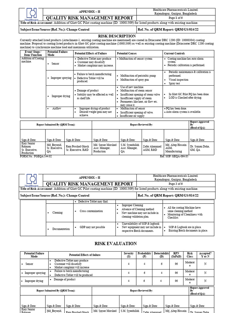QRM Product Transfer To Glatt GC Pilot | PDF