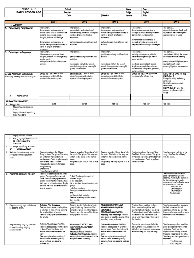 English DLL - Week 6 | PDF | English Language | Word English DLL - Week 6 | PDF | English Language | Word