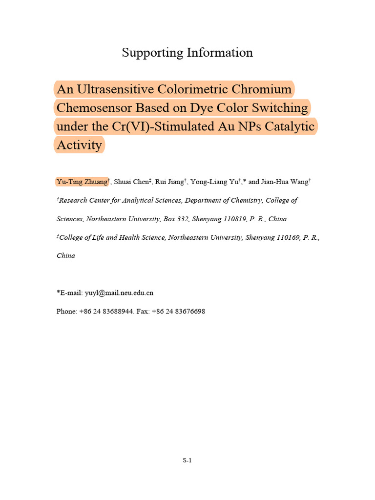 Ultrasensitive Colorimetric Chromium Chemosensor Based On Dye Color ...